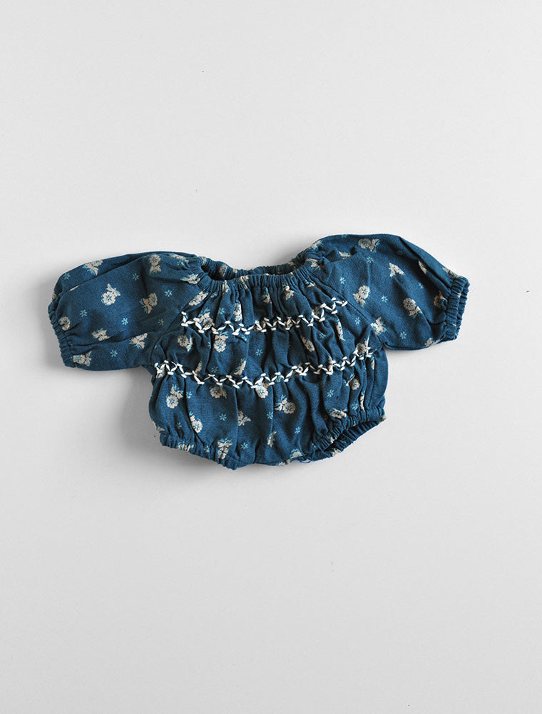 Apolina for the Polka Dot Club - Bubble Romper in 'Pansy Garden' Blue – POLKA DOT CLUB